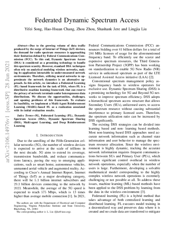 (PDF) Federated Dynamic Spectrum Access