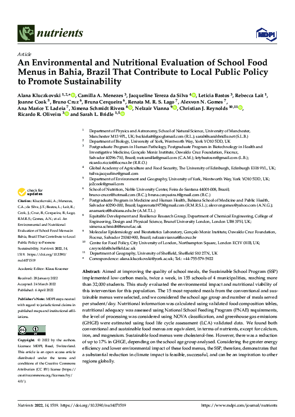 (PDF) An Environmental and Nutritional Evaluation of School Food Menus ...