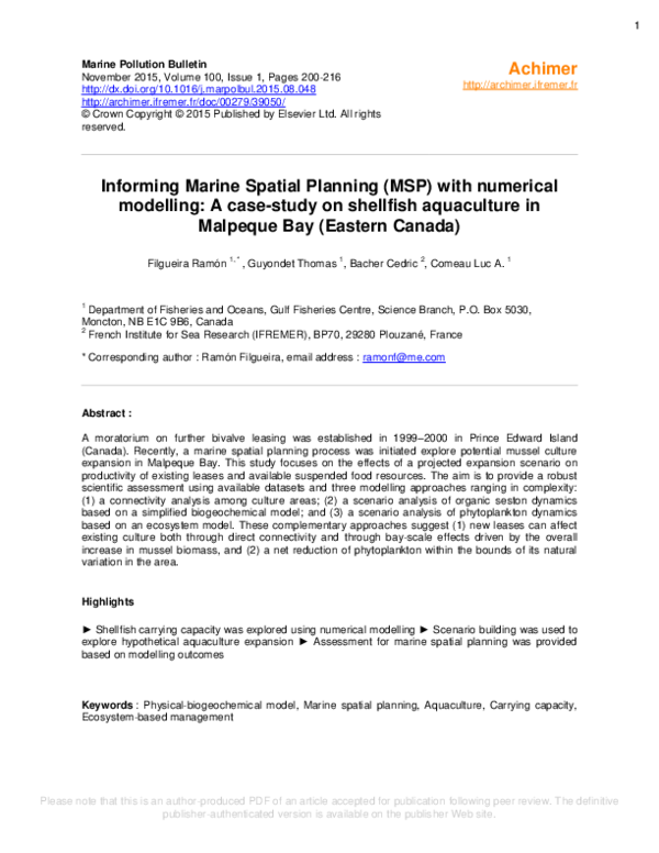 (PDF) Informing Marine Spatial Planning (MSP) with numerical modelling ...