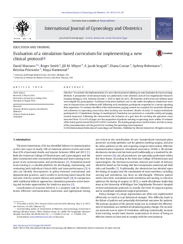 Pdf Evaluation Of A Simulation Based Curriculum For Implementing A