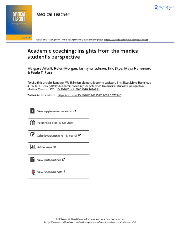 (PDF) Academic coaching: Insights from the medical student’s perspective