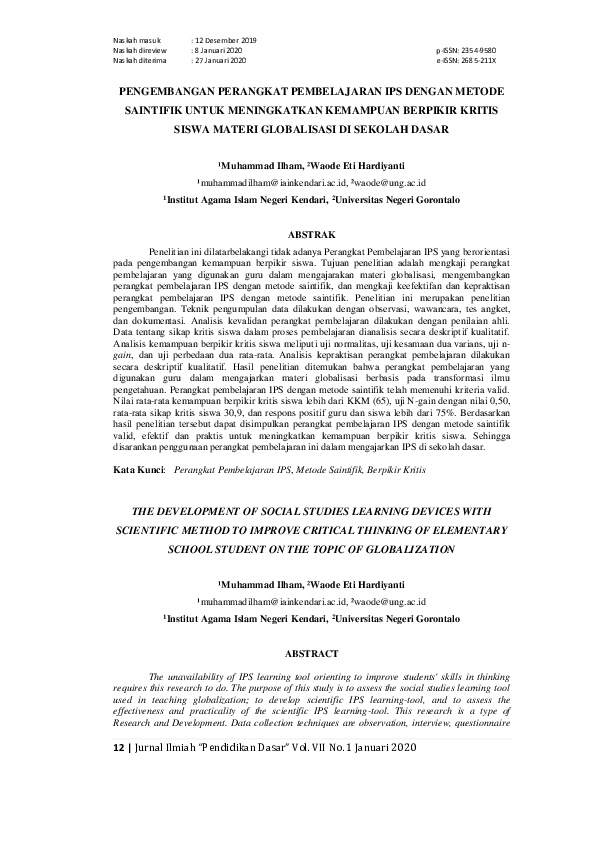 (PDF) Pengembangan Perangkat Pembelajaran Ips Dengan Metode Saintifik Untuk Meningkatkan ...