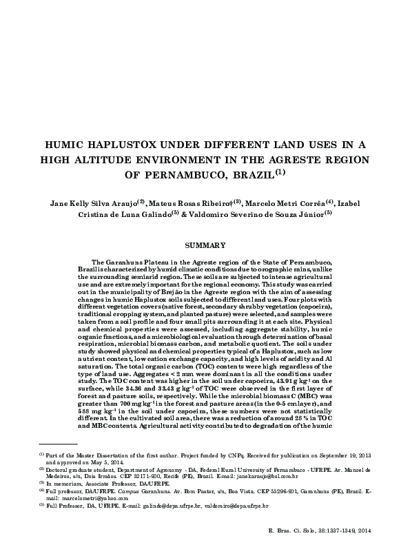 (PDF) Humic Haplustox under different land uses in a high altitude ...