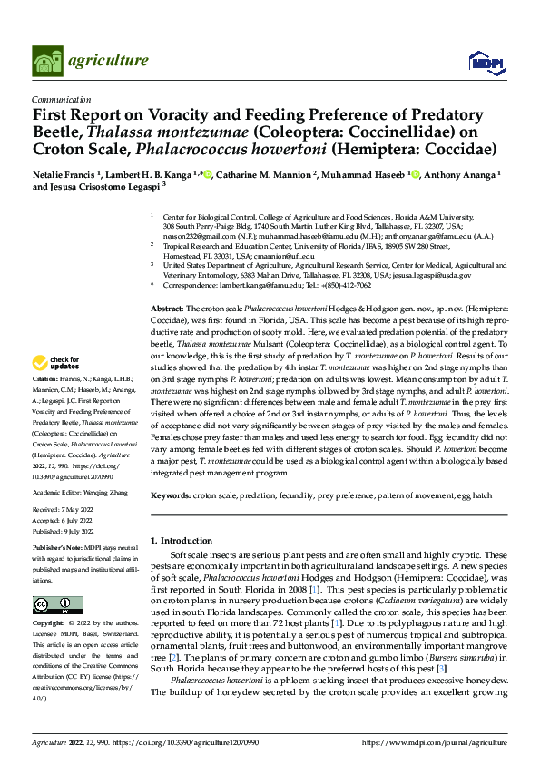 (PDF) First Report on Voracity and Feeding Preference of Predatory ...
