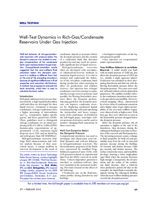 (PDF) Well Test Dynamics in Rich Gas Condensate Reservoirs Under Gas ...