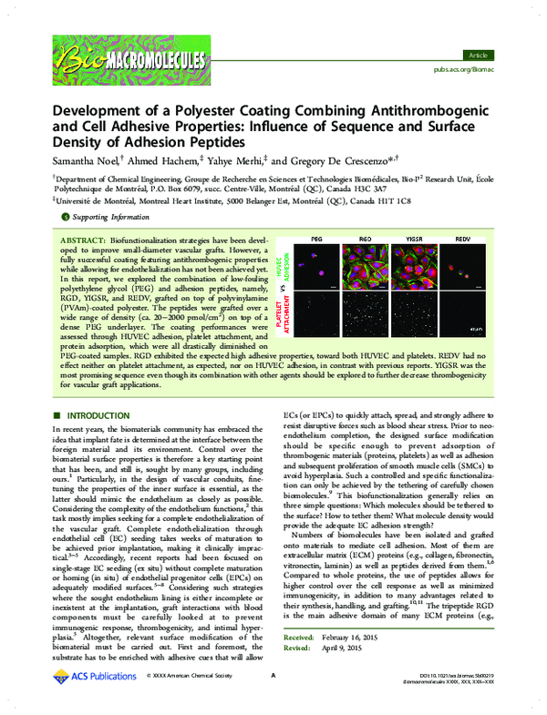 (PDF) Development of a polyester coating combining anti-thrombogenic ...