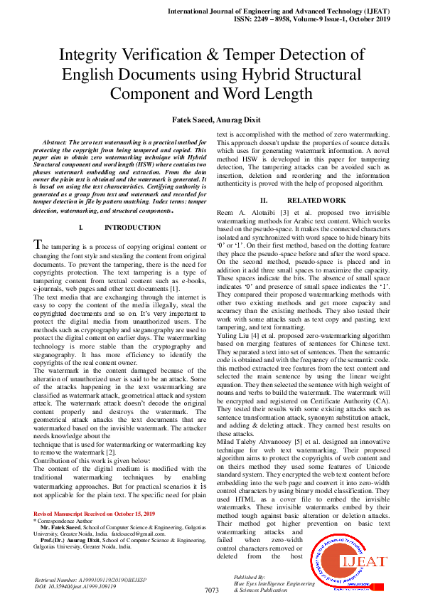 (PDF) Integrity Verification & Temper Detection of English Documents u si ng Hybrid Structural ...