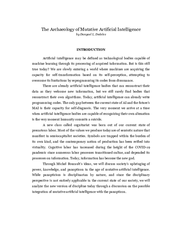 (PDF) The Archaeology of Mutative Artificial Intelligence