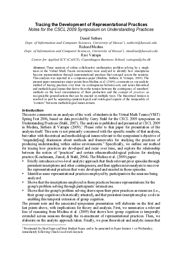 (PDF) Tracing the Development of Representational Practices