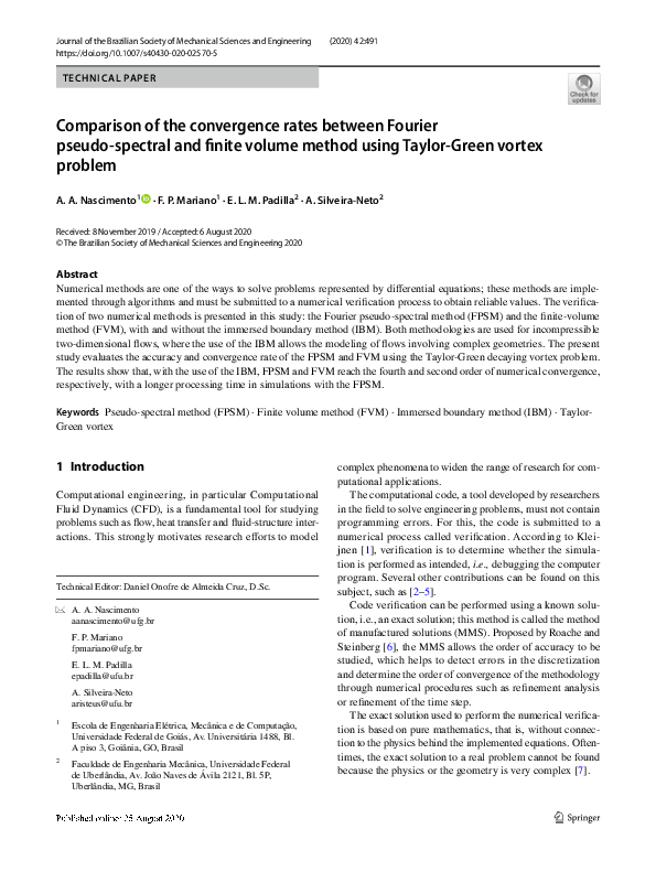 Pdf Comparison Of The Convergence Rates Between Fourier Pseudo Spectral And Finite Volume