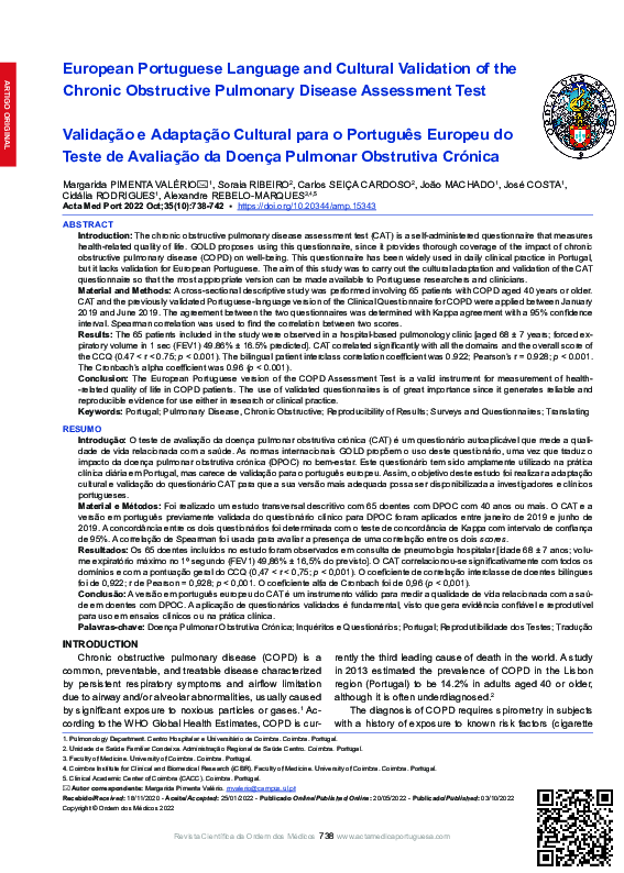 (PDF) European Portuguese Language and Cultural Validation of the ...