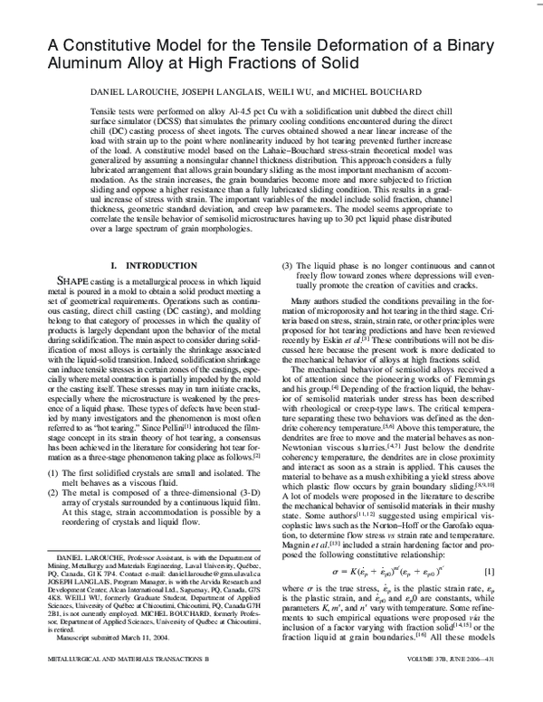(PDF) A constitutive model for the tensile deformation of a binary aluminum alloy at high ...