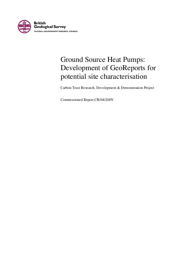 (PDF) Ground source heat pumps : development of GeoReports for ...