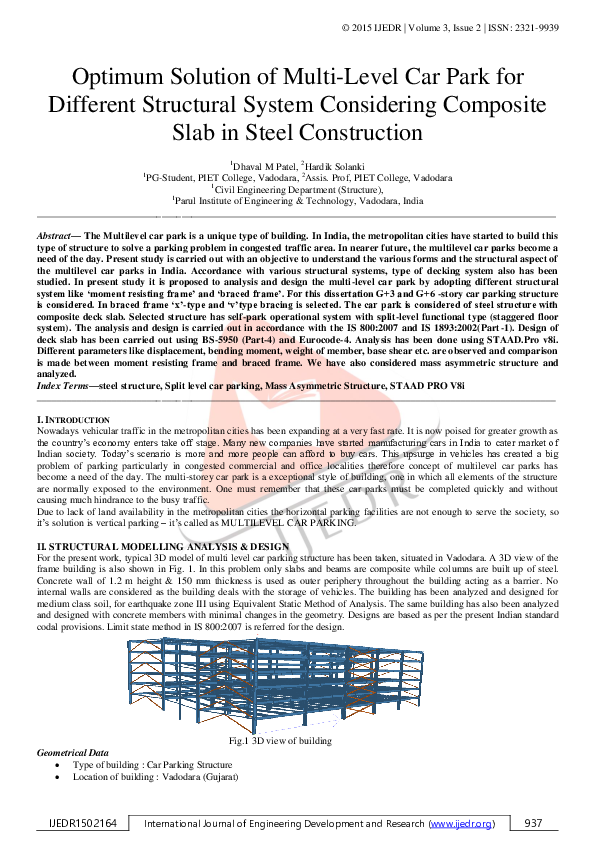 (PDF) Optimum Solution of Multi-Level Car Park for Different Structural ...