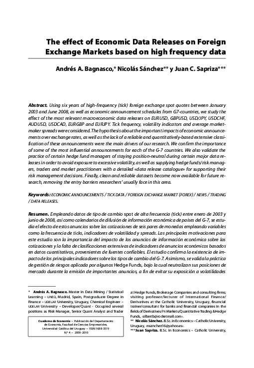 (PDF) The Effect of Economic Data Releases on Foreign Exchange Markets ...
