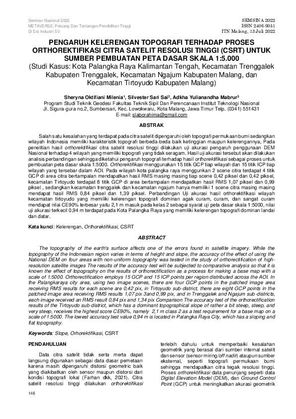 (PDF) Pengaruh Kelerengan Topografi Terhadap Proses Orthorektifikasi Citra Satelit Resolusi ...