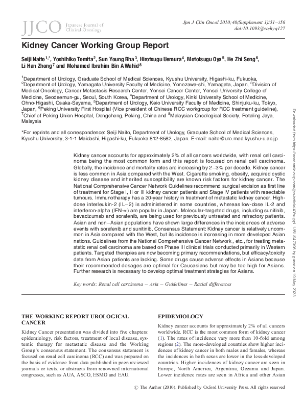 (PDF) Kidney Cancer Working Group Report