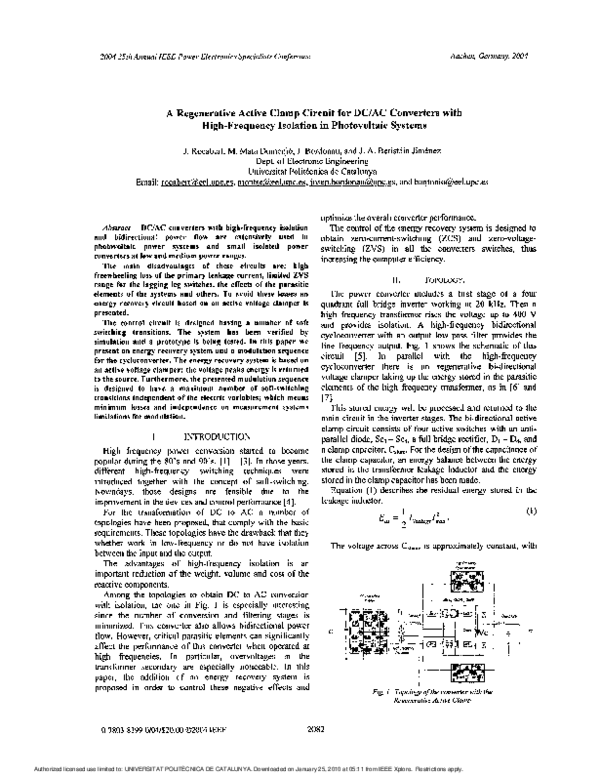 (PDF) A regenerative active clamp circuit for DC/AC converters with ...