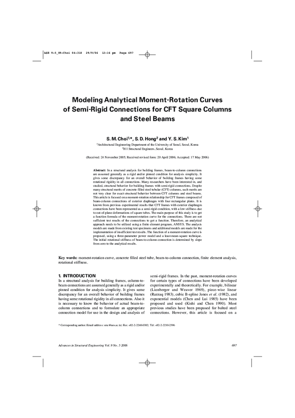 Pdf Modeling Analytical Moment Rotation Curves Of Semi Rigid