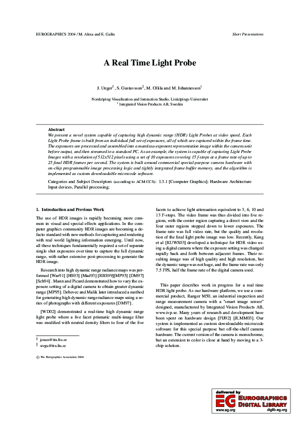 (PDF) A Real Time Light Probe