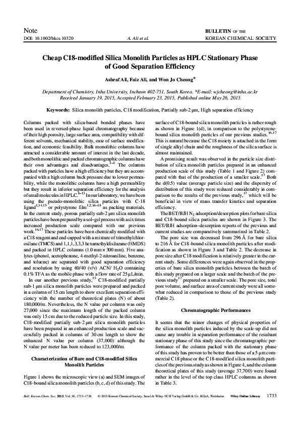 (PDF) Cheap C18-modified Silica Monolith Particles as HPLC Stationary ...