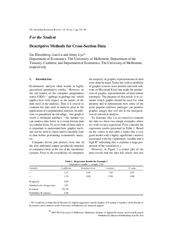 (PDF) Descriptive Methods for Cross-Section Data
