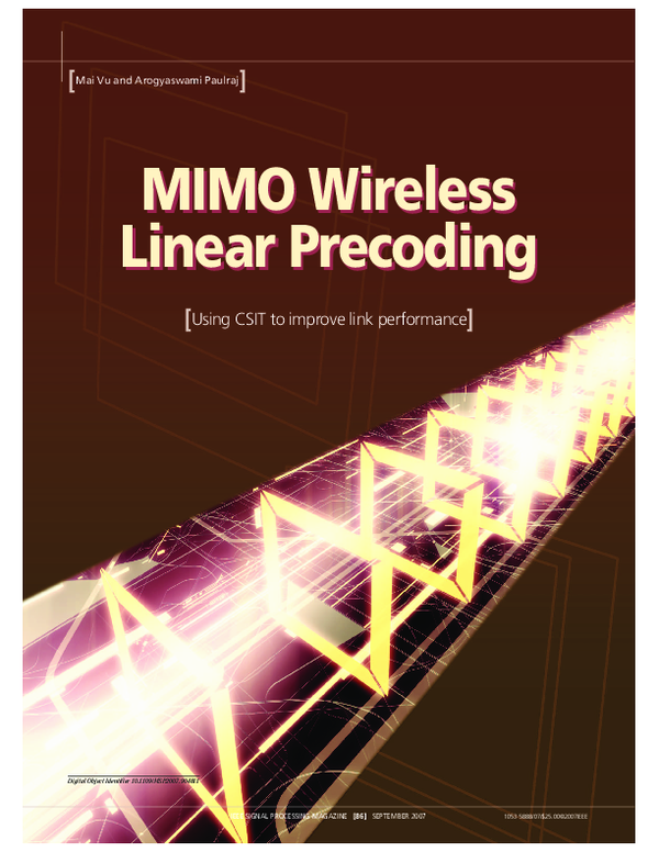 Pdf Impact Of Csit On Mimo Wireless Precoding