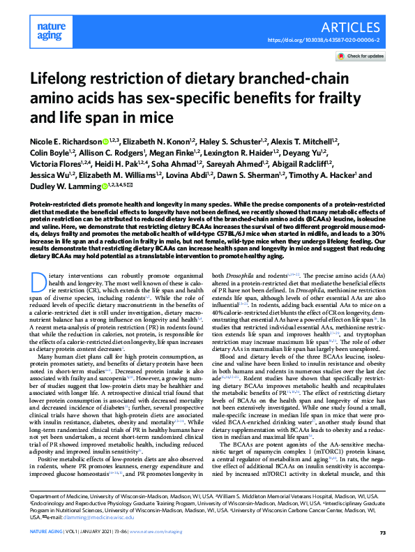 (PDF) Lifelong restriction of dietary branched-chain amino acids has ...