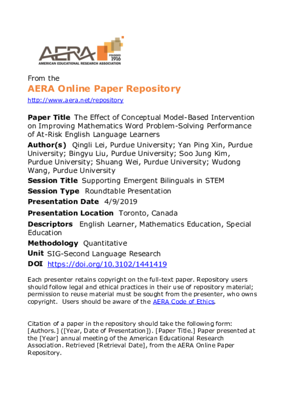 (PDF) The Effect of Conceptual Model-Based Intervention on Improving ...