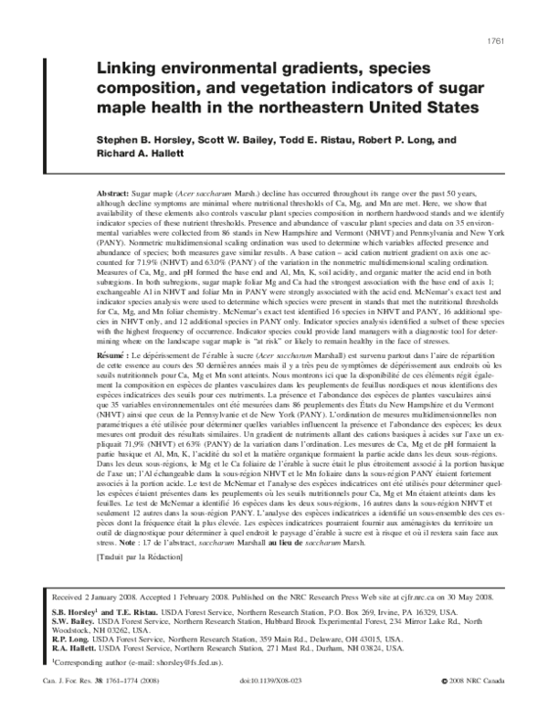 (PDF) Linking environmental gradients, species composition, and ...