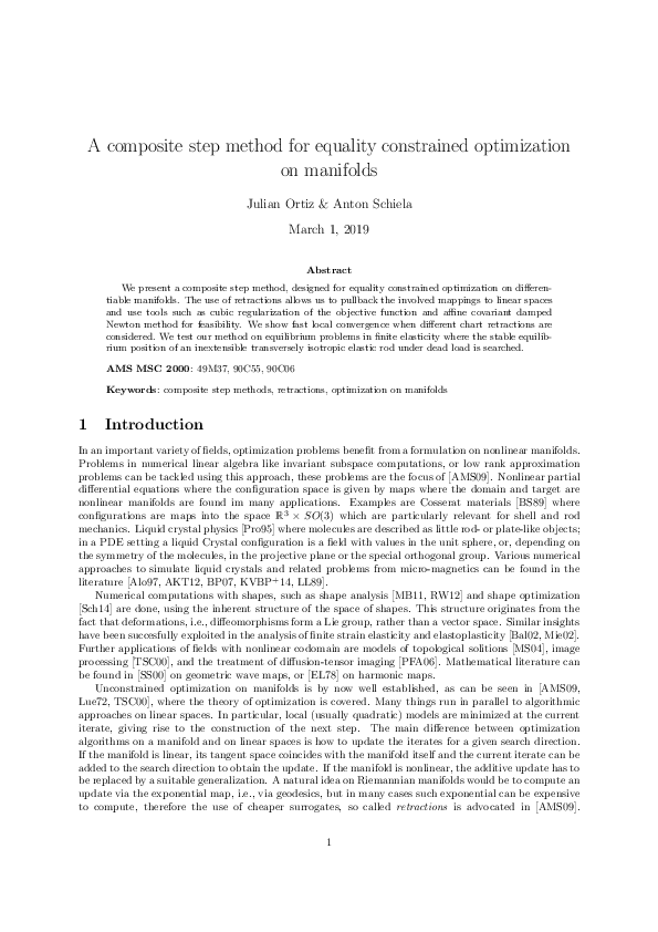 Pdf A Composite Step Method For Equality Constrained Optimization On