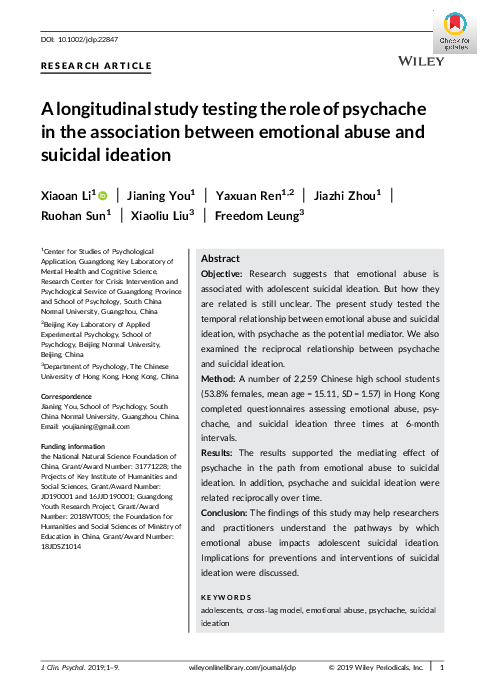 (PDF) A longitudinal study testing the role of psychache in the ...