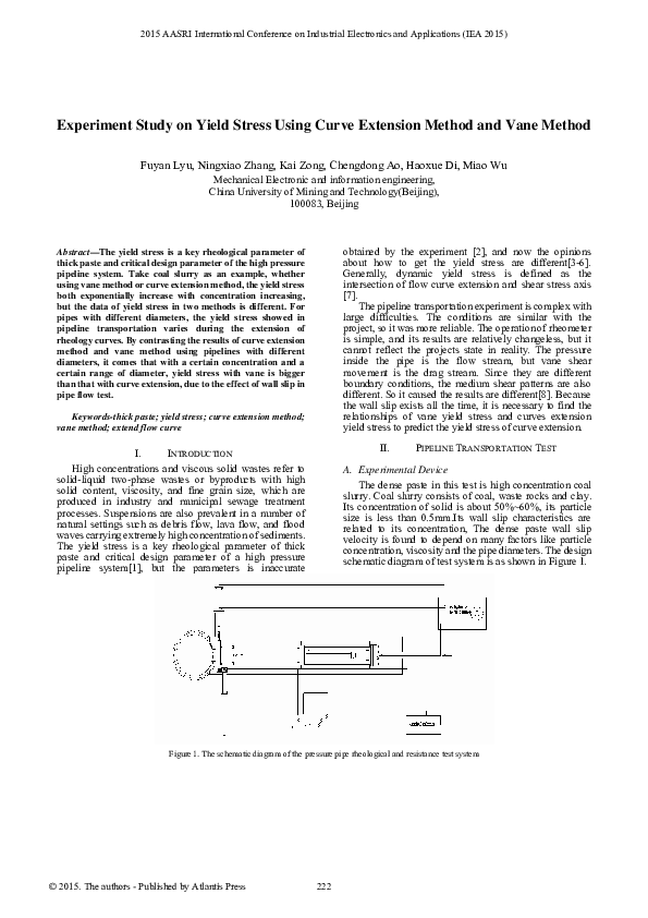 (PDF) Experiment Study on Yield Stress Using Curve Extension Method and ...