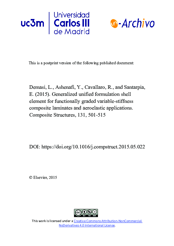 Pdf Generalized Unified Formulation Shell Element For Functionally Graded Variable Stiffness