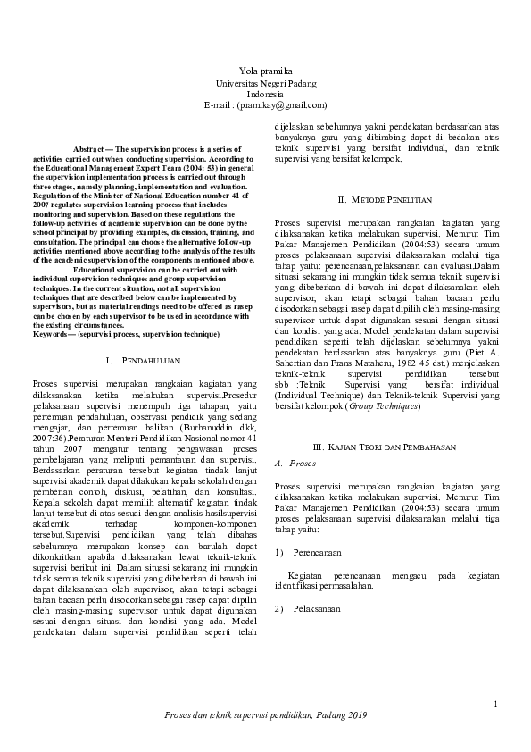 (PDF) Proses Dan Teknik Supervisi Pendidikan