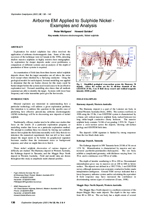 (PDF) Airborne EM Applied to Sulphide Nickel - Examples and Analysis