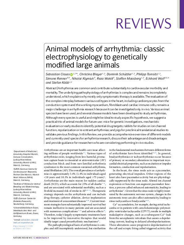 (PDF) Genetically Modified Animals in Arrhythmia Research