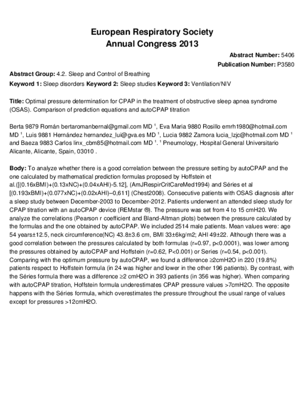 (PDF) Optimal pressure determination for CPAP in the treatment of ...
