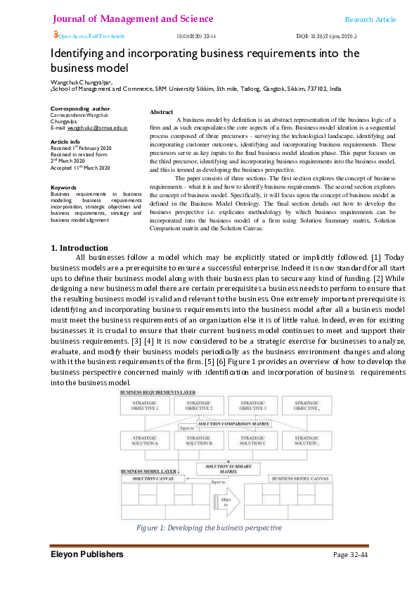 (PDF) Identifying and incorporating business requirements into the ...