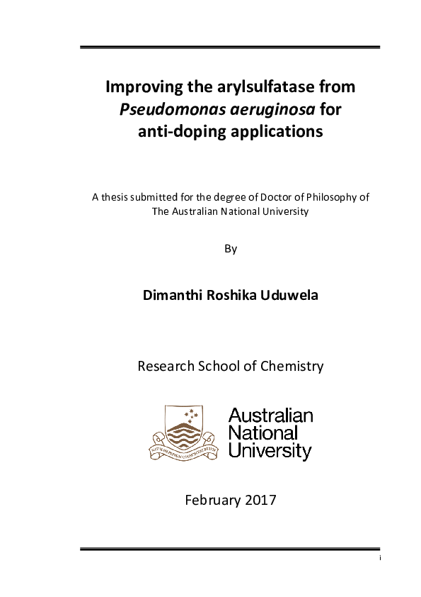 Pdf Improving The Arylsulfatase From Pseudomonas Aeruginosa For Anti Doping Applications