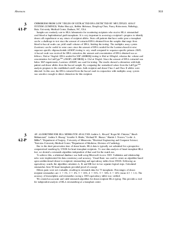 Pdf An Algorithm For Hla Mismatch Analysis Richard Bianco