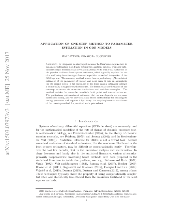 (PDF) Accelerated least squares estimation for systems of ordinary differential equations