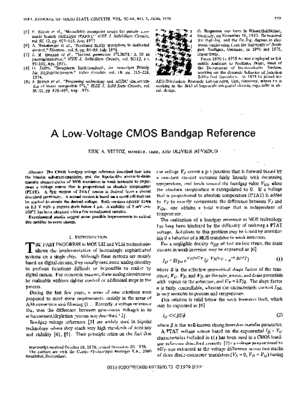 (PDF) A low-voltage CMOS bandgap reference