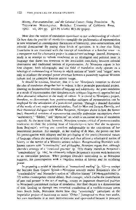 (PDF) History, Post-structuralism, and the Colonial Context: Siting Translation