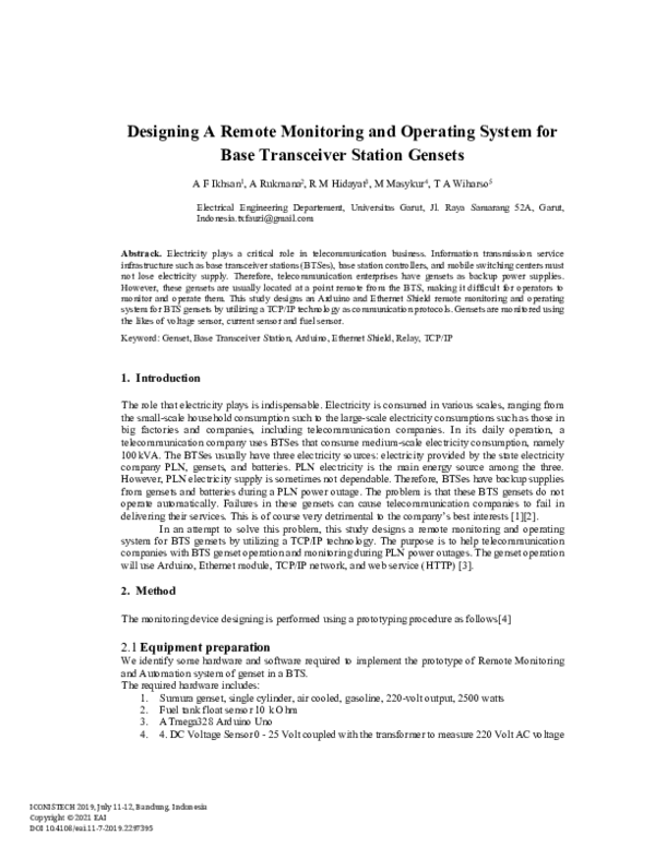Pdf Designing A Remote Monitoring And Operating System For Base