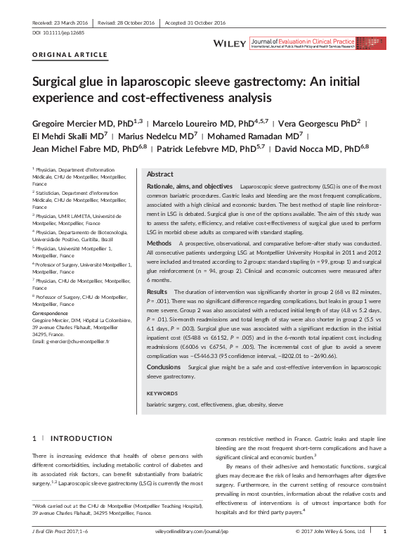 (PDF) Surgical glue in laparoscopic sleeve gastrectomy: An initial ...