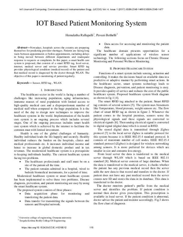 (PDF) IOT Based Patient Monitoring System
