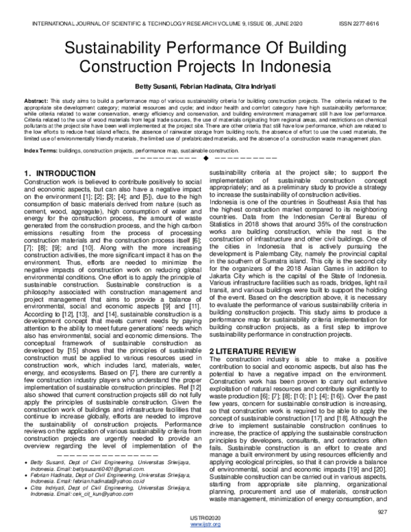 (PDF) Sustainability Performance Of Building Construction Projects In ...