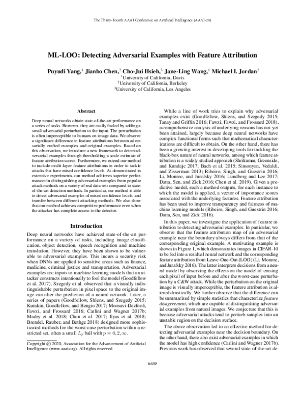 (PDF) ML-LOO: Detecting Adversarial Examples with Feature Attribution