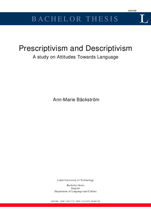 (PDF) Prescriptivism and Descriptivism A study on Attitudes Towards ...